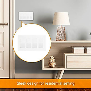 ENERLITES - SI8834-W-STICKER Screwless Decorator Wall Plates Child Safe Outlet Covers, Size 4-Gang 4.68" H x 8.30” L, Unbreakable Polycarbonate Thermoplastic, SI8834-W, Glossy, White