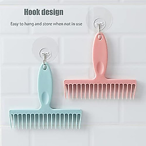 Household Broom Hair Removal Comb Removal Cleaning Tool for Clean The Hair and Dust On The Broom Bathroom Sewer Hair Collectors 2 Pieces, Blue