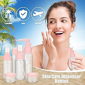 Noideeer 18 Pcs Travel Bottles for Toiletries Gym TSA Approved, Leak Proof with Bandage Silicone Squeezable 3oz for Toner Shampoo Conditioner Lotion Body Wash with Toothbrush Cover Tag and Wash Bag