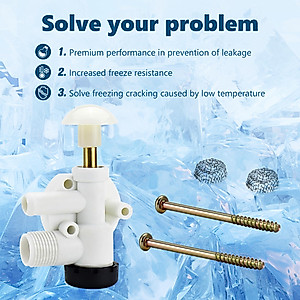 Funmit 385314349 RV Toilet Water Valve Kit Replacement for Pedal Flush Toilets for Camper, Trailer, Boat | Premium Performance in Prevention of Leakage | Increased Freeze Resistance