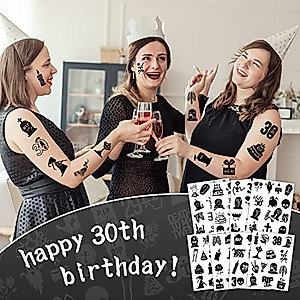 Death to My 20s Party Favors 190PCS+ Temporary Tattoos Rip to My 20s Birthday Party Decorations Supplies, 30th Birthday Black Funeral Party for Women's and Man's Funny Thirtieth Birthday Party
