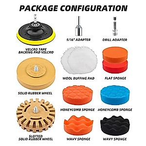 LUCKUT Decal Remover, Adhesive Remover, 13PC Rubber Pin Stripe Removal Tool Kit for Drill for Automotive Car Sticker, Vinyl, Rv, with Polishing Pads, Wool Buffing Pad and Razor Blades
