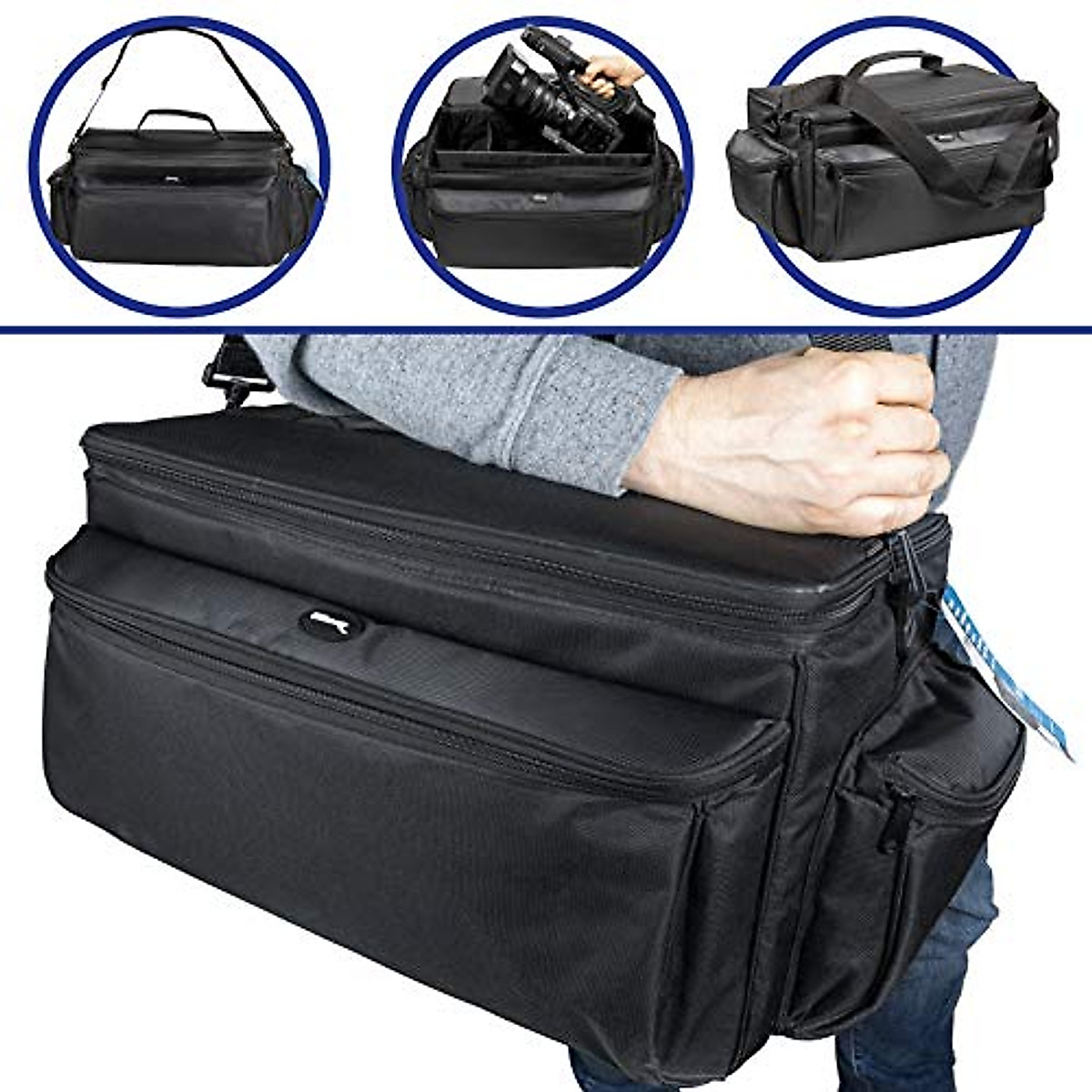 Ultimax’s Extra Large, Water-Resistant Gadget Bag Compatible With Camcorders and Accessories for Panasonic AG-AC160, AC30, AC90A, AC130A, AF100, HVX200, UX90, UX, 180HC-X1000, HC-X1, And More