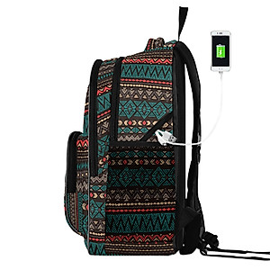 ALAZA Dark Color Ethnic Aztec Abstract Geometric Print Backpack Daypack Laptop Work Travel College Bag for Men Women Fits 15.6 Inch Laptop