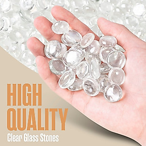 Houseables Glass Stone, Clear Marbles, Pebbles for Vases, 5 LB, 400-500 Stones, Flat Bottom, Round Top, Rocks, Bowl Filler Gems, Iridescent Decor, Decorative Centerpieces, Florist Supplies, Aquarium