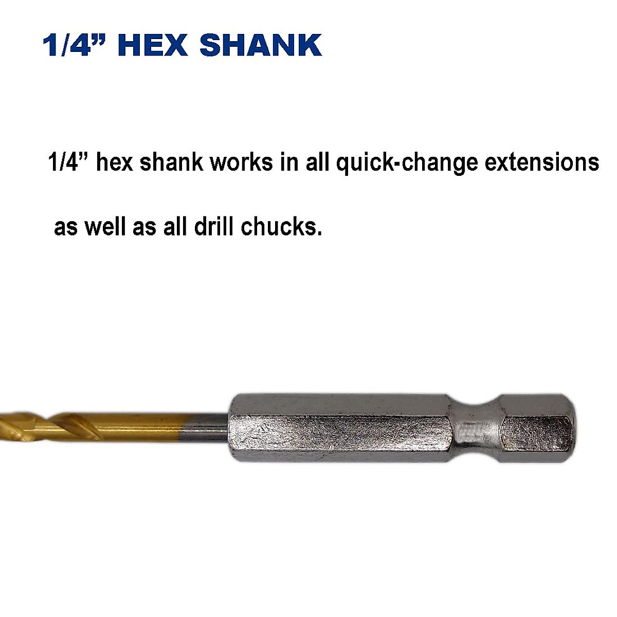 Pack of 6, 5/32-Inch Titanium Nitride Coated Drill Bit, Hex Shank, Premium M2 High Speed Steel, for Metal, Plastic, Wood