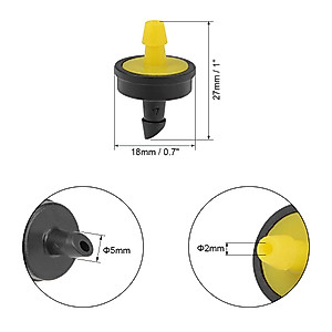 uxcell Pressure Compensating Dripper 5GPH 20L/H Emitter for Garden Lawn Drip Irrigation with Barbed Hose Connector Plastic Yellow 20pcs
