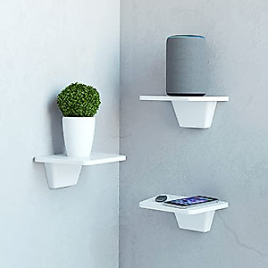 Fytz Design White Small Floating Shelf Set of 2 - Small Shelf for Wall with No Drill Shelf Option [ Adhesive Shelf ]
