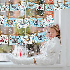 Capoda 24 Pack Winter Picture Craft Kits, Snow DIY Paper Photo Frames Craft for Kids, Falling Snow Craft for Kids Home School Game Activities Winter Christmas Party Favors, 6.3 x 4.7 Inches (Fresh)