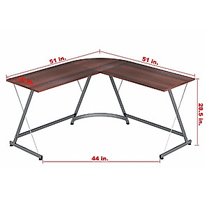 SHW Corner Home Office Desk, Walnut