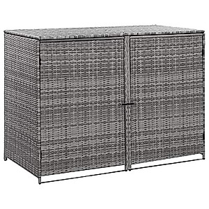 Canditree Outdoor Poly Rattan Storage Shed for Garbage Cans, Garden Patio Storage Shed Anthracite 58.3"x30.3"x43.7"