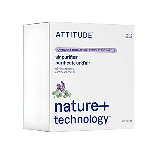 ATTITUDE Air Purifier, Activated Carbon Freshener, Odor Remover, Plant and Mineral-Based, Vegan, Lavender and Eucalyptus, 8 Ounces