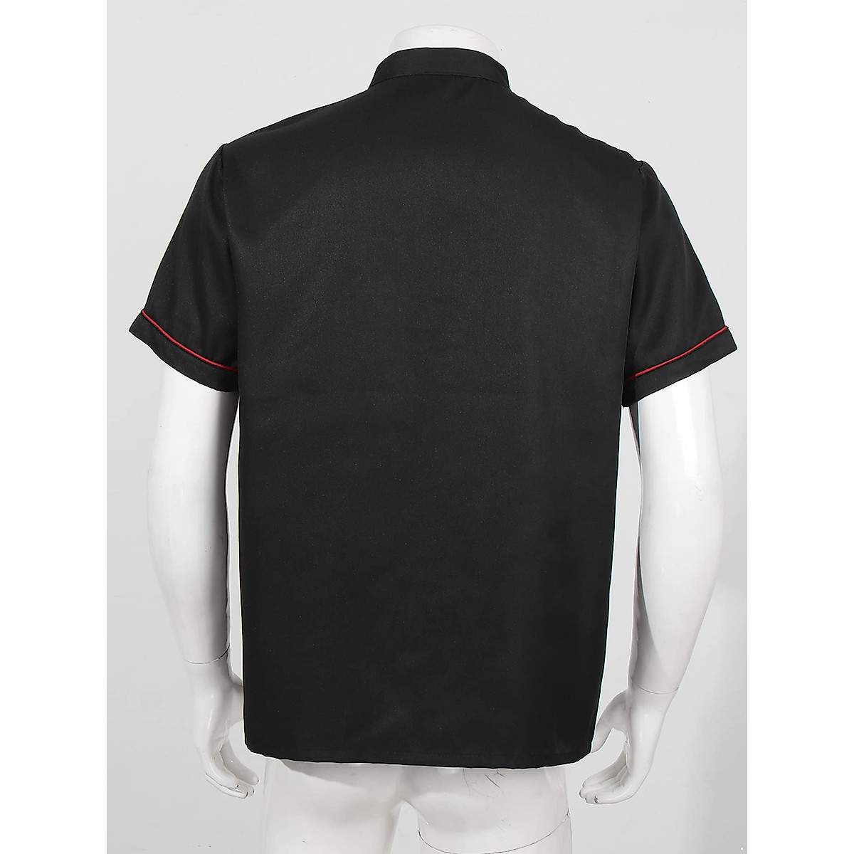 YOOJOO Men's Chef Coat Uniform Short Sleeve Cook Jacket Restaurant Kitchen Work Clothes 03 Large