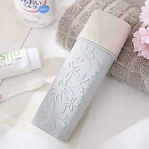 Bathroom Carved Portable Toothpaste Case Travel Toothbrush Holder Protective Holder Case for Hiking CampingPractical (Blue)