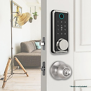 Stylrtop Fingerprint Deadbolt Lock with Glass Touchscreen Keypad,No-WiFi-Access, Keyless Electronic Biometric Lock for Entry Door (Satin Nickel)