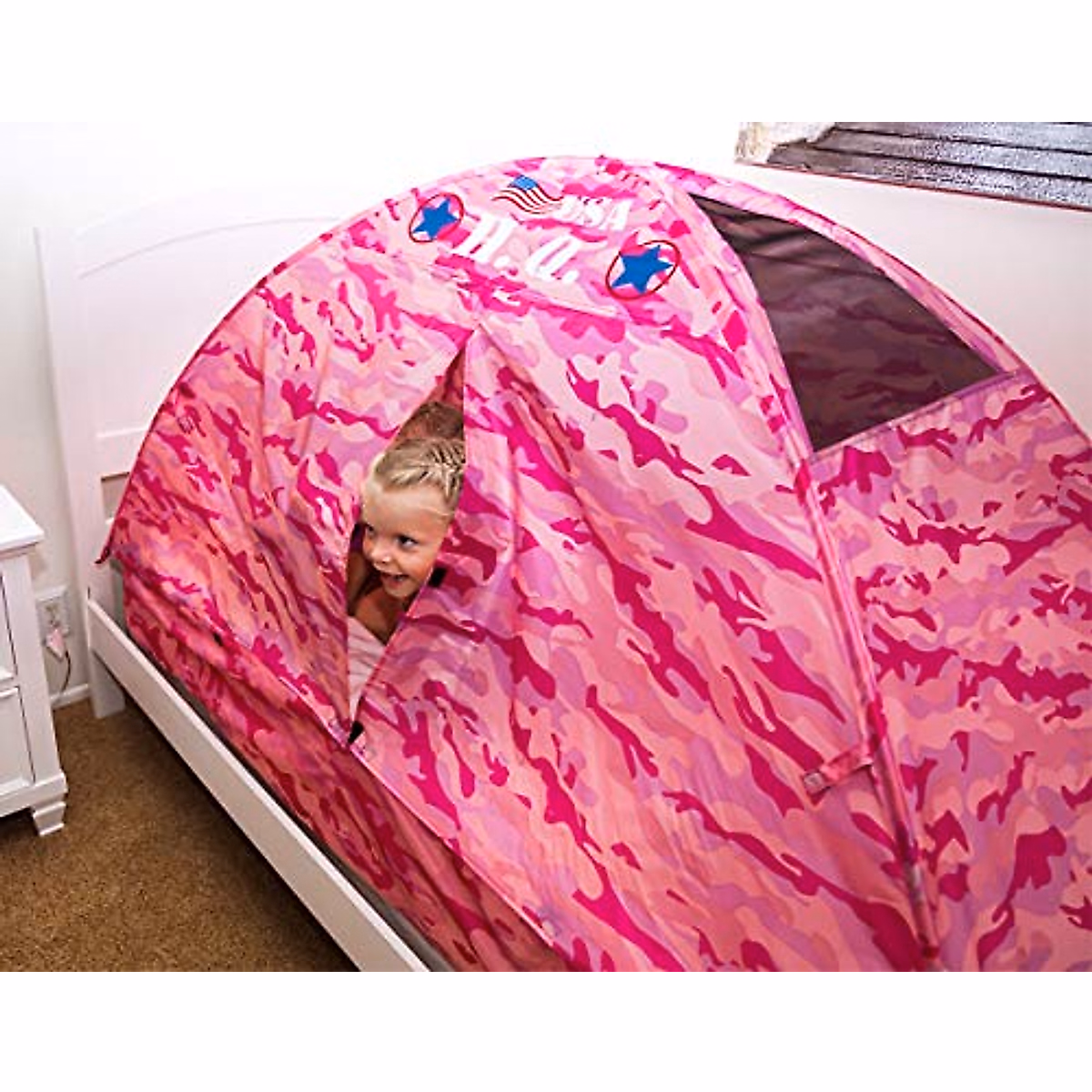 Pacific Play Tents 19781 Kids Pink Camo Bed Tent Playhouse - Twin Size
