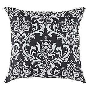 TreeWool Damask Accent Fall Winter 18x18 Set of 2 Decorative Throw Pillow Covers 100% Cotton Home Decor Pillowcases for Sofa Couch (Black)