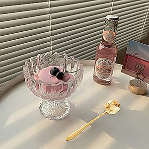 Aebor 6 sets Glass Ice Cream Cups,Dessert Bowls, for Dessert, Sundae, Ice Cream, Fruit, Salad, Snack, Cocktail,etc (Includes 6 Glass Ice Cream Cups And 6 Metal Spoons)