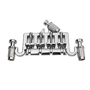 Guyker 3 Point 4 String Bass Bridge Tailpiece – Zinc Alloy Bridges Tailpiece with Saddle Replacement Parts for Bass (BG004)