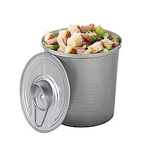 Restaurantware 4 oz Round Silver Plastic Tin Can - with Lid - 2 1/2" x 2 1/2" x 2 3/4" - 20 count box