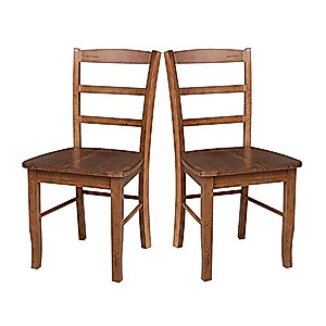 IC International Concepts International Concepts Set of 2 Madrid Ladderback Chairs, Distressed Oak