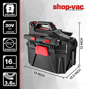 Shop-Vac 20V Cordless Wet/Dry Vacuum, 3-in-1 Portable Shop Vacuum Cleaner, Detachable Blower, Battery and Charger Included, Ideal for Jobsite, Garage, Car & Workshop