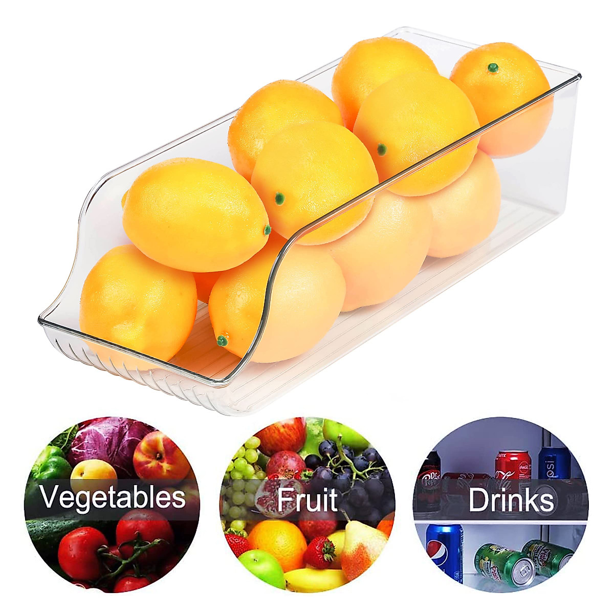Refrigerator Organizer Bins Pop Soda Can Dispenser Clear Plastic Canned Drink Holder Storage for Fridge, Freezer, Kitchen, Countertops, Cabinets (2)