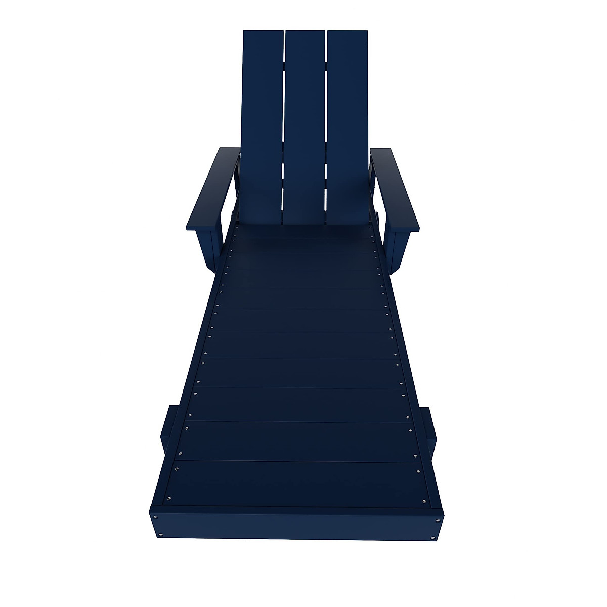 WestinTrends Shoreside Modern Poly Reclining Chaise Lounge with Arms & Wheels, Navy Blue