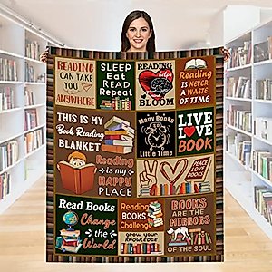 Book Lovers Gifts, Good Gifts for Book Lovers Book Reading Librarian Gifts Book Blanket 50"x60", Gifts for People Who Like to Read Book Club Gifts for Women