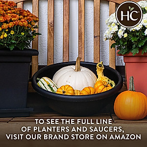 The HC Companies Shallow Planter with Drainage - Contemporary Garden Bowl Planter for Flowers, Herbs & More - Round Succulent Planter Pot for Indoors and Outdoors (20" Black, Pack of 1)