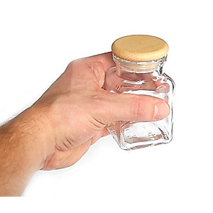 Kirrex Glass Spice Jars with Wooden Lid, 5oz (8 Jars)