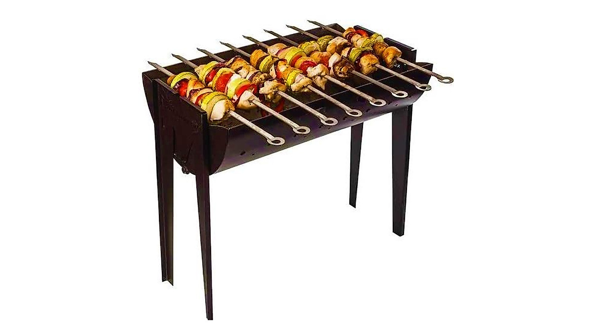 Mangal Grill Folding Steel 2mm Portable with 8 Shashlik Skewers - Bbq Kabob Kebab Grill Charcoal ...