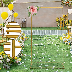 LyeXD 3.28 * 6.56FT Gold Rectangle Wedding Arch Backdrop Stand, Metal Arch Stand Wedding Arches Stand for Ceremony, Garden Floral Square Arch Frame Background for Wedding Party Decor
