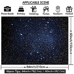 ASOONYUM 7x5ft Starry Night Photo Backdrop Sky Galaxy Star Blue Universe Space Theme Starry Background for Photography Kids Boy 1st Happy Birthday Banner Newborn Baby Shower Photo Studio Booth