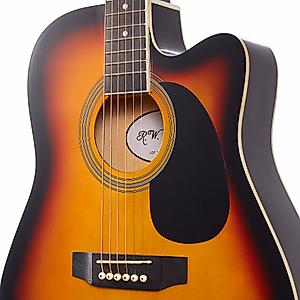 Jameson Guitars Full Size Thinline Acoustic Electric Guitar with Free Gig Bag Case & Picks Sunburst Right Handed