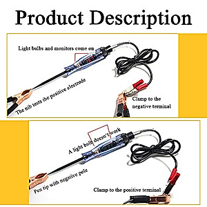 Automotive Test Light, 3-24V DC Digital Light Tester with Voltmeter, Test Light with Extended Spring Wire, Heavy Duty Auto Circuit Tester, Automotive Fuse Tester for Various Vehicles