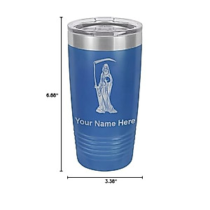LaserGram 20oz Vacuum Insulated Tumbler Mug, Santa Muerte, Personalized Engraving Included (Dark Blue)