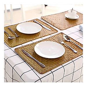 6 Pack Rectangular Woven Placemats, Rattan Wicker Table Mats, 17" x 12", Natural Seagrass Place Mats for Dining Table