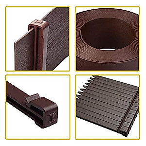 AUKAR Landscape Edging Coil - 33 feet Length, 3 inch Height, 10 Stakes Included, with Wood Grain - Terrace Board, Grass Barrier, Garden Borders (Brown)