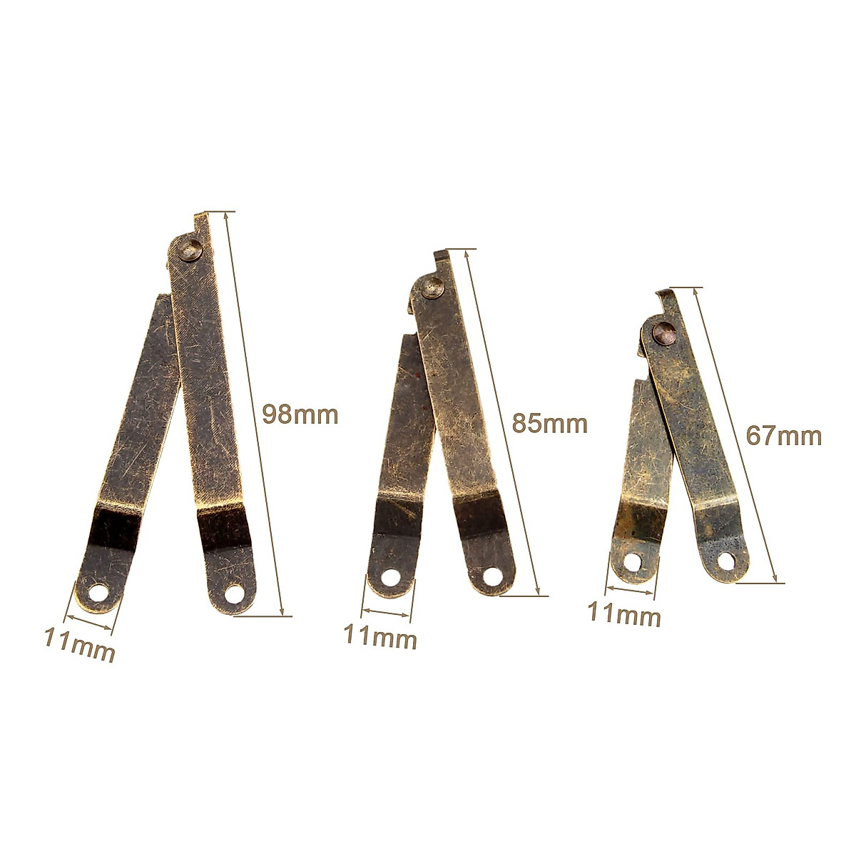 Dophee 2Pcs Antique Bronze Rotatable Folding Lid Support Stay Hinges for Home Furniture Cabinet Wooden Boxes Cases Display - 4.41"x 2.64"x 0.43