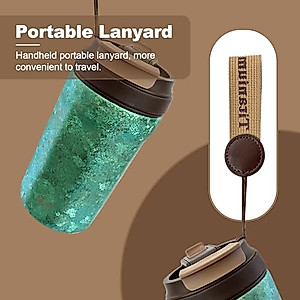 LILEEE Titanium Travel Tumbler Mug with Straw - 12oz Leakproof Insulated Coffee Cup for Hot & Cold Drinks, BPA Free, Durable & Lightweight, Great for Outdoor & Gift Use (Ice Green)