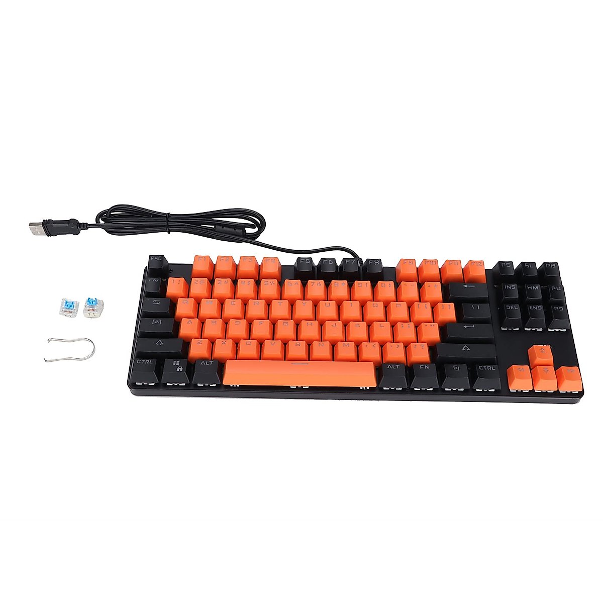 753 Wired Mechanical Keyboard, 87 Keys Blue Switch Two‑Tone Keycap Gaming Keyboard, Black & Orange Gaming Keyboard for PC Gamer Computer(75391b48gnask362)