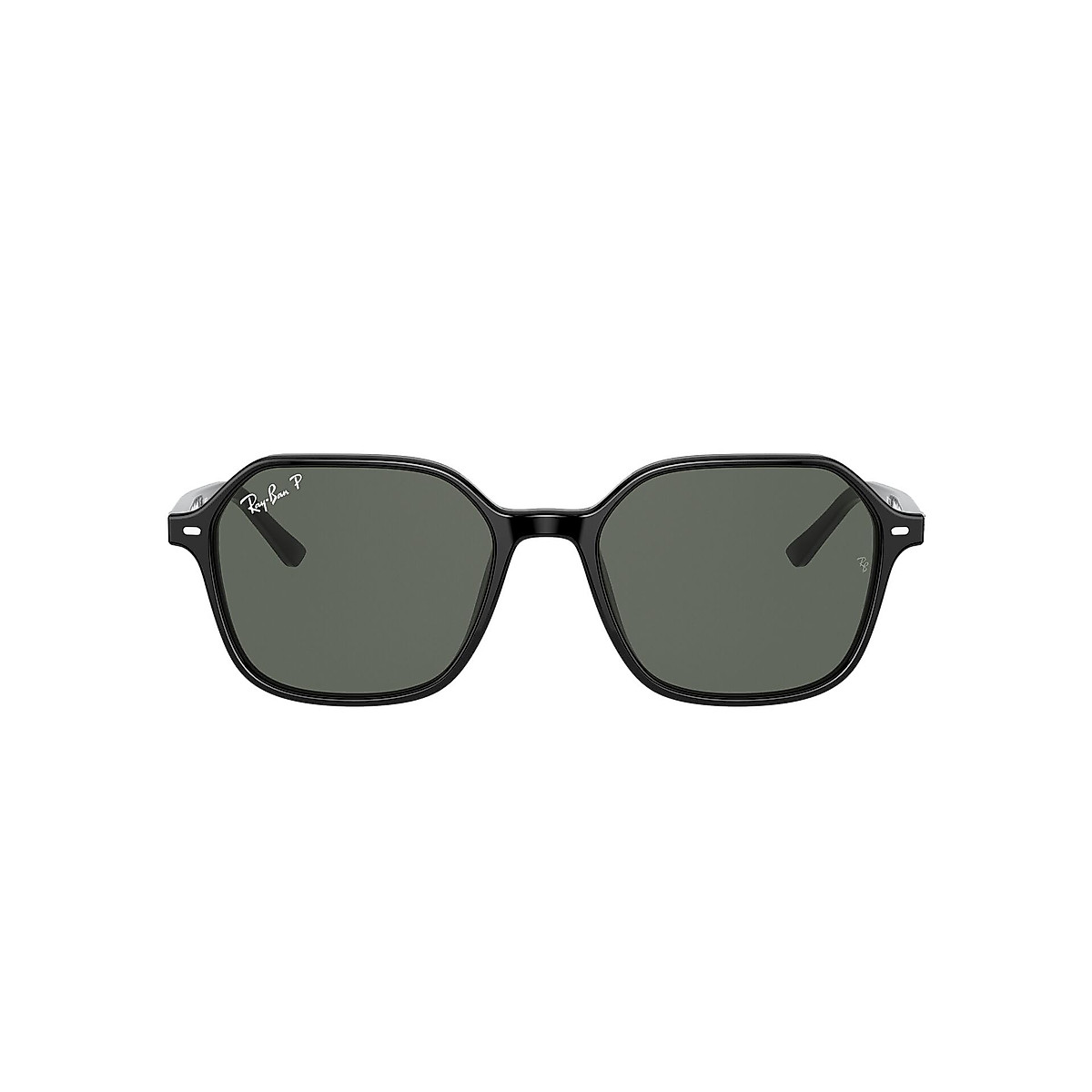 Ray-Ban RB2194 John Square Sunglasses, Black/G-15 Green Polarized, 51 mm