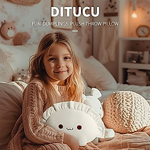 Ditucu Cute Dumpling Plush Pillow Funny Food Soup Dumpling Plushie Kawaii Stuffed Aniamls Toys Hugging Gifts for Kids White 14 inch