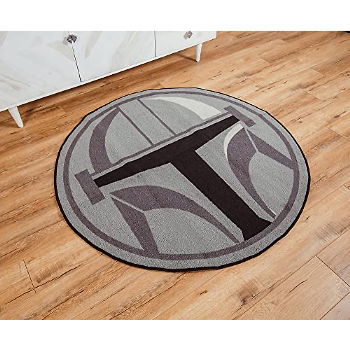 Ukonic Star Wars: The Mandalorian Helmet 52-Inch Round Printed Area Rug | Indoor Floor Mat, Accent Rugs for Living Room and Bedroom, Home Decor for Kids Playroom | Movie Gifts and Collectibles