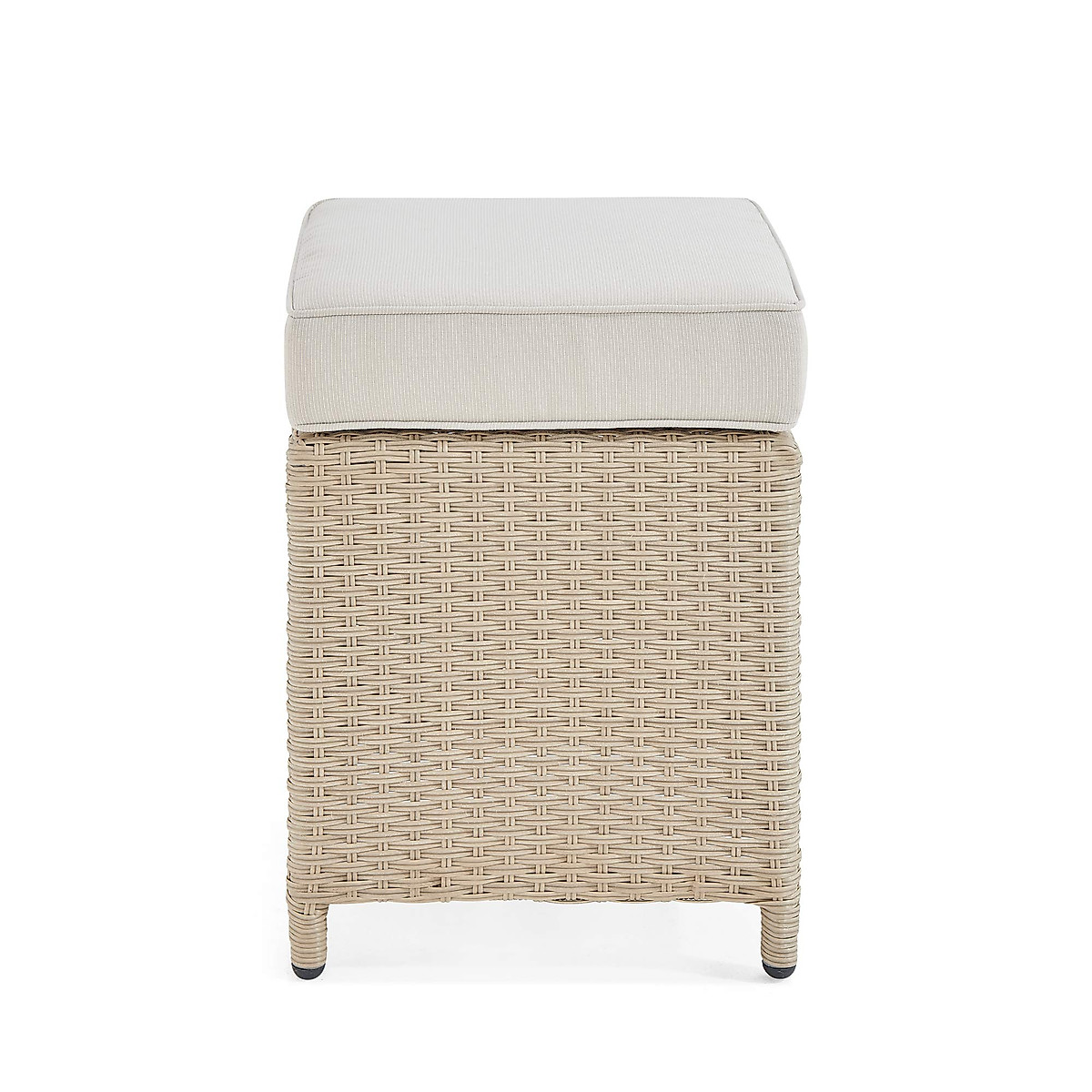 Canaan All-Weather Wicker Outdoor 17" H Square Stools with Cushions, Set of 2