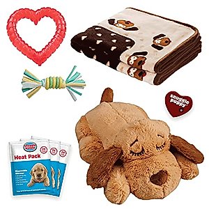 Original Snuggle Puppy Starter Kit with Snuggle Puppy Included. Starter Kit for Anxiety Relief and Calming Aid. Biscuit Coloured Puppy Included and Neutral Toy.