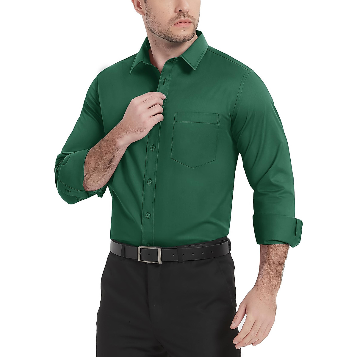 TACVASEN Dress Shirts for Men Business Shirts for Men Mens Green Dress Shirts Green Dress Shirts for Men Slim Fit Shirt Dress