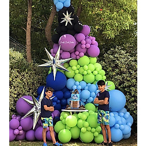 Green Purple Teal Balloons, 12 inch Green Purple Teal Blue Black Balloons for Boys Girls Monsters Theme Birthday Party Baby Shower Wedding Bridal Shower Decorations