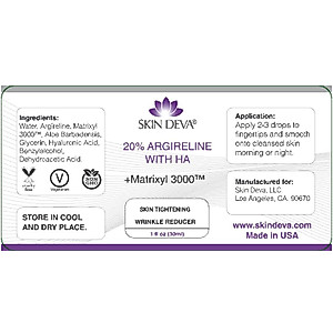 SKIN DEVA 20% Argireline Serum with Matrixyl 3000 Pure Hyaluronic Acid Serum For Face Deep Wrinkle Reducer Anti Aging Tones Skin and Stimulates Collagen Peptides Serum For Face